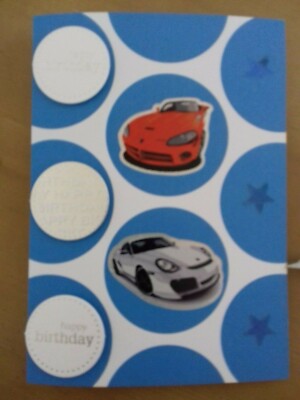 Handmade car themed Birthday card - red & white sports cars | eBay UK