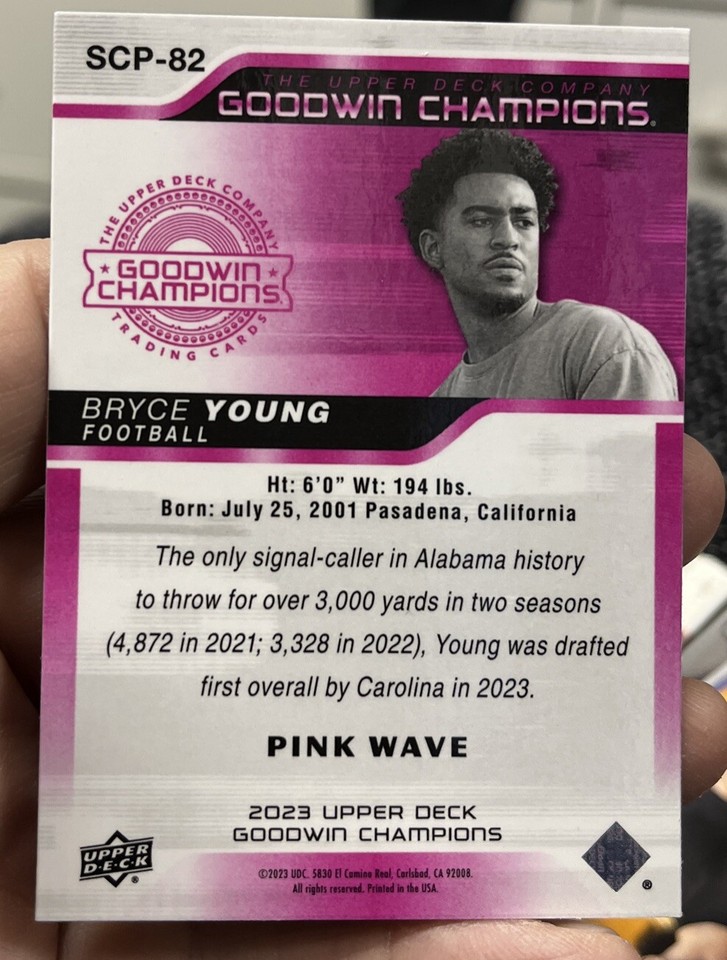 BRYCE YOUNG RC 2023 GOODWIN CHAMPIONS SPLASH COLOR PINK WAVE #SCP-82 ...