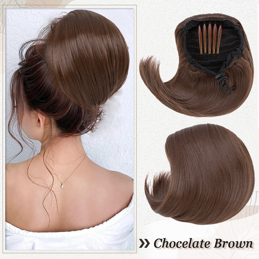 Horn Hair Bun Real Natural Clip In Hair Piece Extensions As Human ...