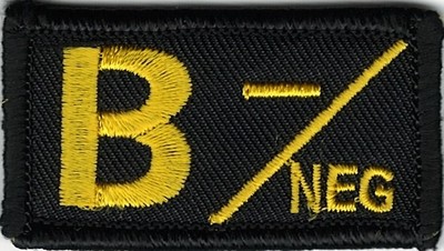 Yellow Black Blood Type B- Negative Patch Fits For VELCRO® BRAND Loop ...