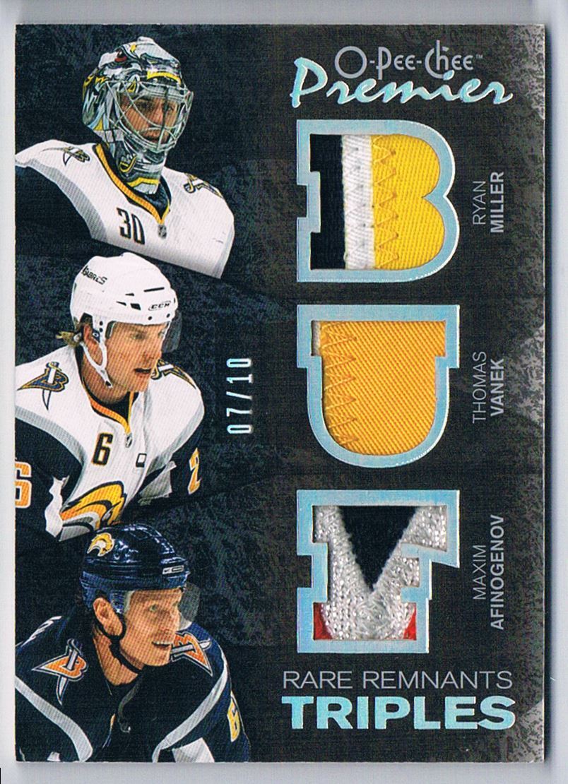 2007-08 OPC PREMIER RARE REMNANTS TRIPLES PATCH SPECTRUM MILLER VANEK ...