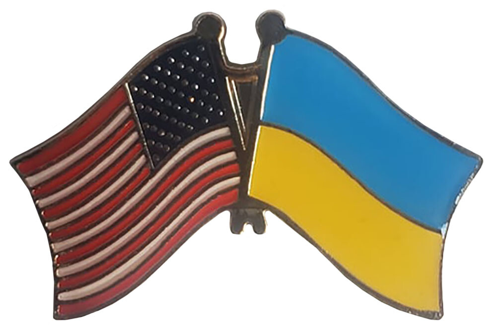 Ukraine Pin Ukraine Flag Pin US/Ukraine Lapel Double Butterfly Clutch ...