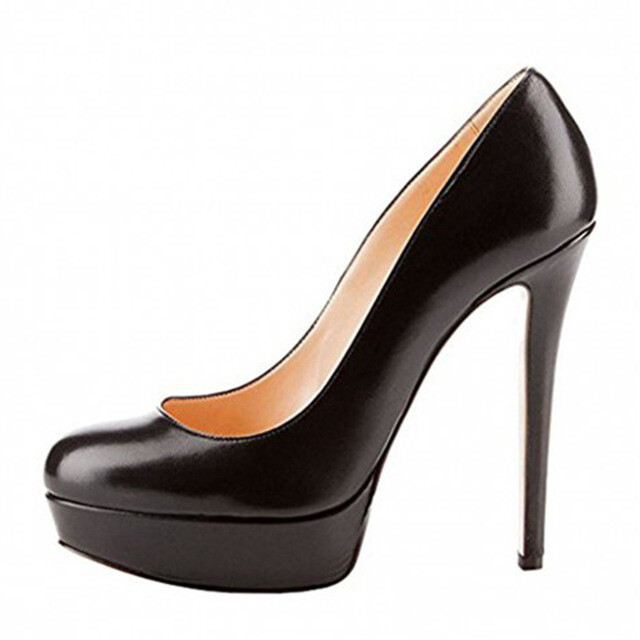 Women Pumps Round Toe Platform Thin High Heel Dress Office Party Shoes ...