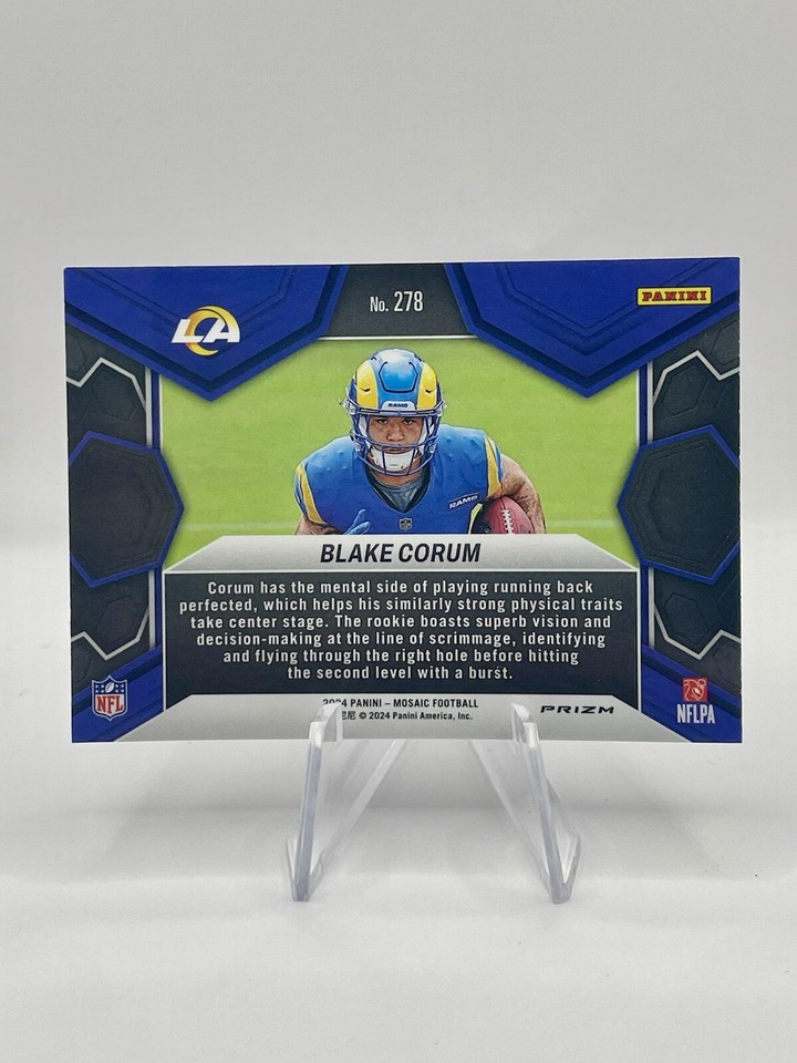 2024 Panini Mosaic BLAKE CORUM #278 ROOKIE NFL DEBUT SILVER PRIZM Rams ...