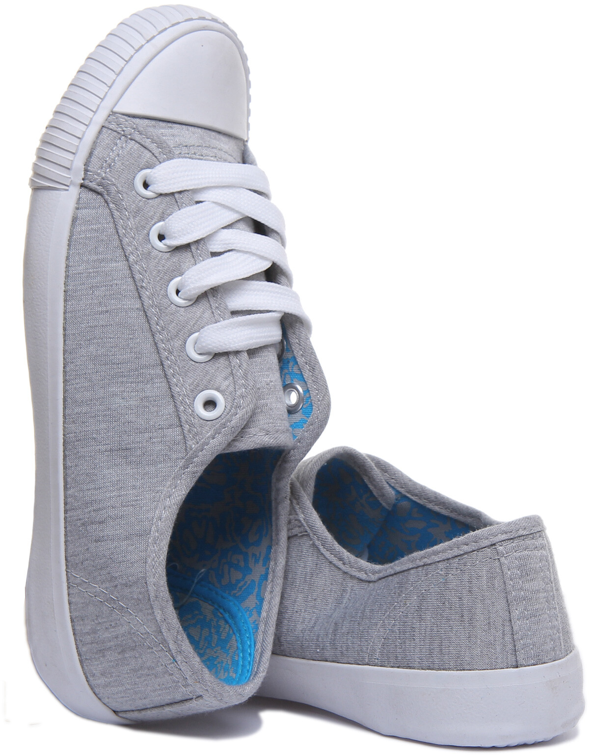 Womens Men Lace Up Flat Sole Low Top Plimsoll Trainers In Grey UK Size ...