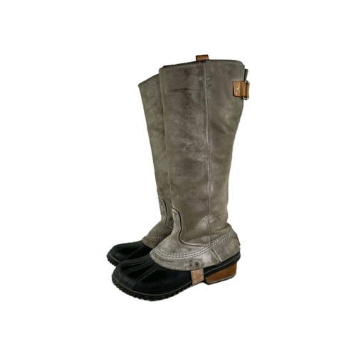SOREL SLIMPACK EQUESTRIAN RIDING BOOTS US 8 GRAY BLACK TALL KNEE-HIGH ...