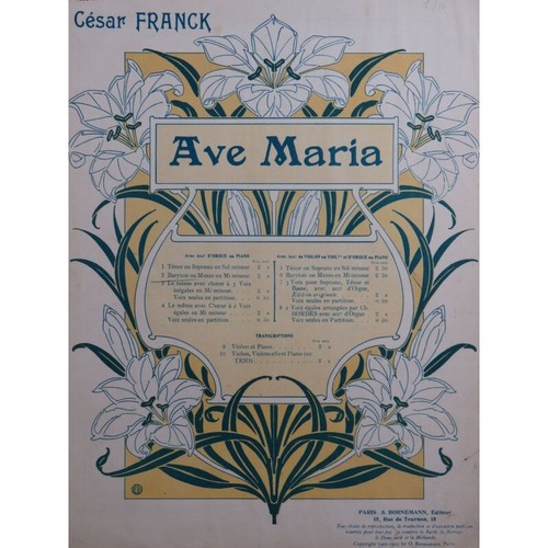 FRANCK César Ave Maria Chant Orgue 1903 | eBay