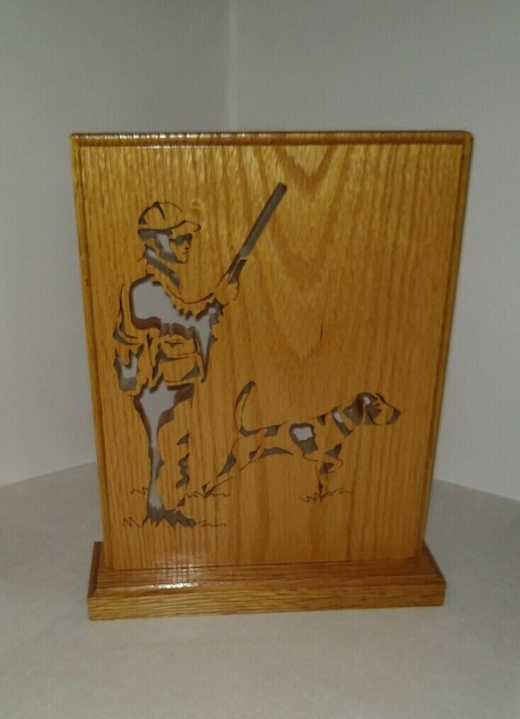 Vintage Handcrafted By Dan Weyers HUNTING DOG Wood Carving 9X11 WOODEN ...