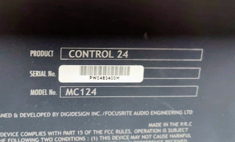 Digidesign Focusrite MC124 Control24 Protools Professional Mixer ...