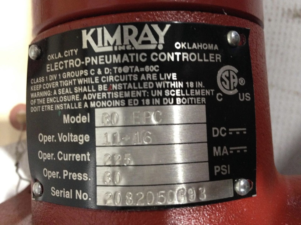 Kimray 30 EPC Electro Pneumatic Controller 30PSI 11-16VDC 225mA -NIB | eBay