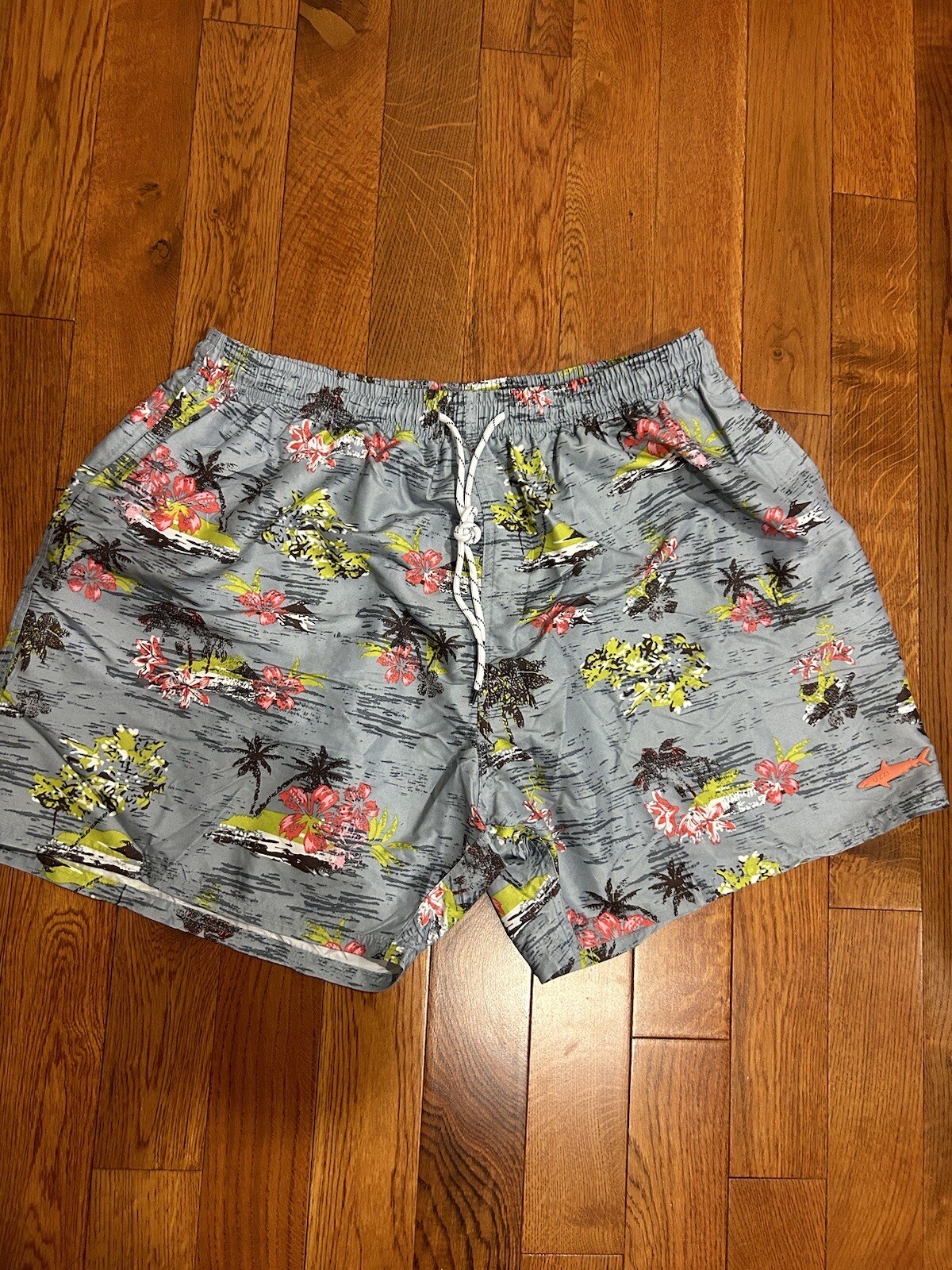 Men's Uzzi Active Wear Swim Shorts Gray with Palm Trees and Flower ...