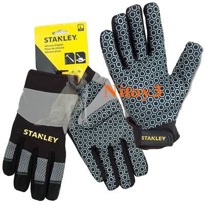 Stanley Silicone Palm Gripper Work Gloves Unisex Large(girth): 9½-10 ...