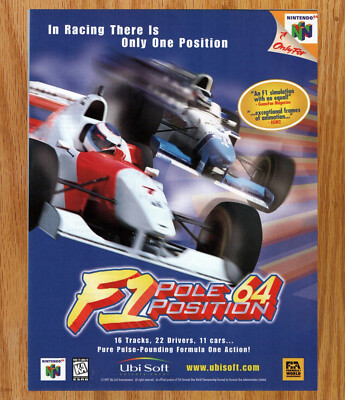 F1 Pole Position 64 Nintendo 64 Ubisoft - Video Game Print Ads Poster Promo 1997 | eBay