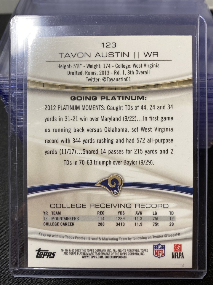 2013 Topps Platinum Tavon Austin #123 Rookie RC Rams | eBay