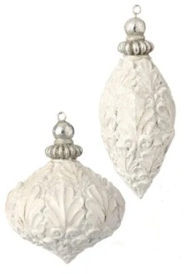 NEW!~RAZ Imports~5.5" Elegant Design White Resin Christmas Ornament~Set ...