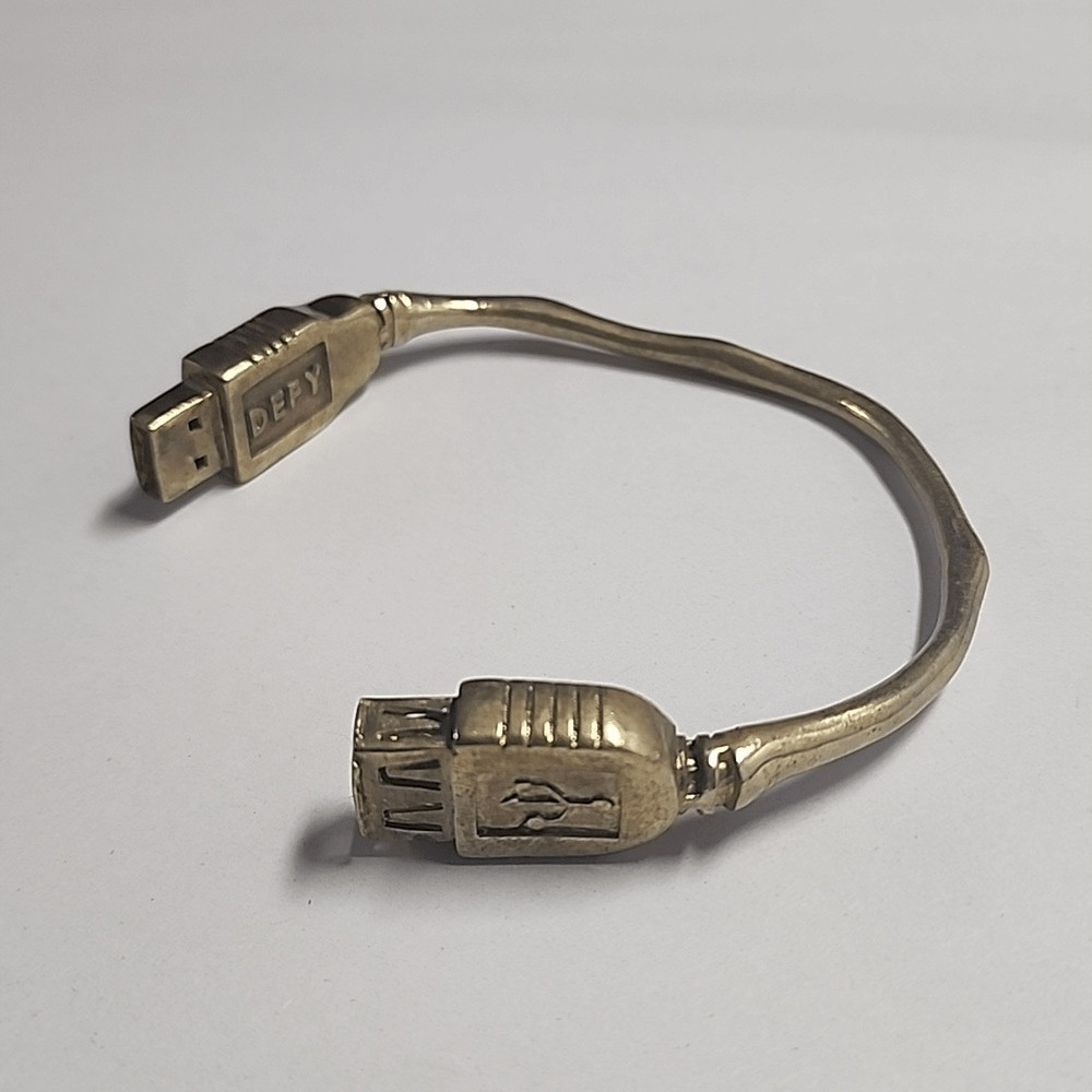 USB Cable Bracelet Brass Tone Defy - Gem