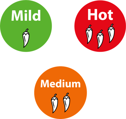 300 Mild, Medium & Hot Food Stickers | FOOD NOTICE labels | Chilli ...