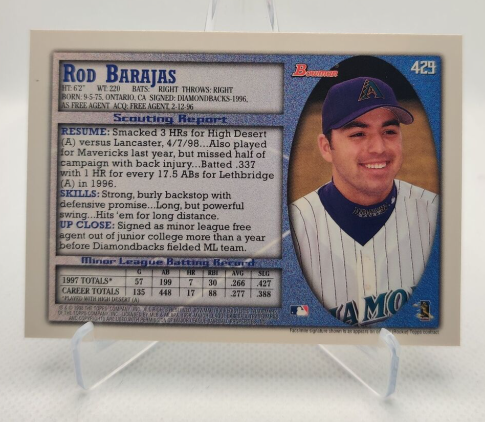 1998 Bowman Baseball - Rod Barajas #429 Diamondbacks Rookie RC | eBay