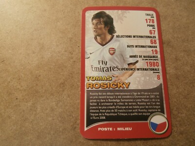 TOMAS ROSICKY, ARSENAL, 2008 TRADING FOOTBALL ROOKIE CARD, COLLECTOR ...