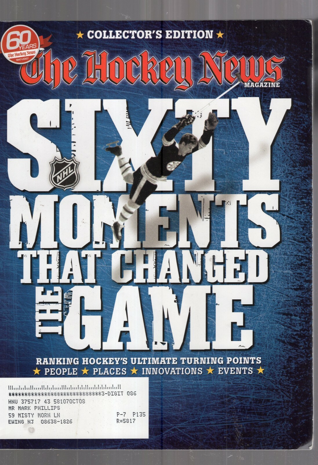 THE HOCKEY NEWS MAGAZINE COLLECTORS EDITION-SIXTY MOMENTS THAT CHANGED ...