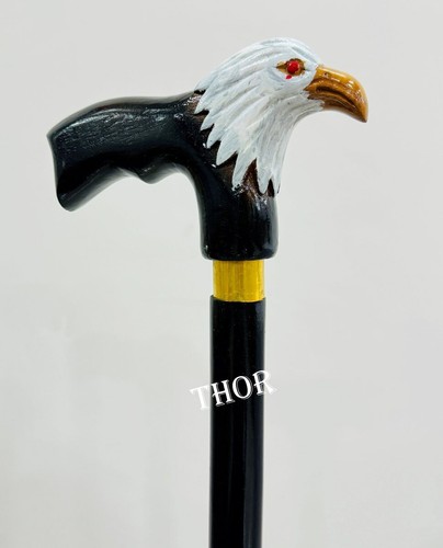 Black Eagle Wooden Handle Handcraft Walking Stick Cane 36 Inch Long For ...