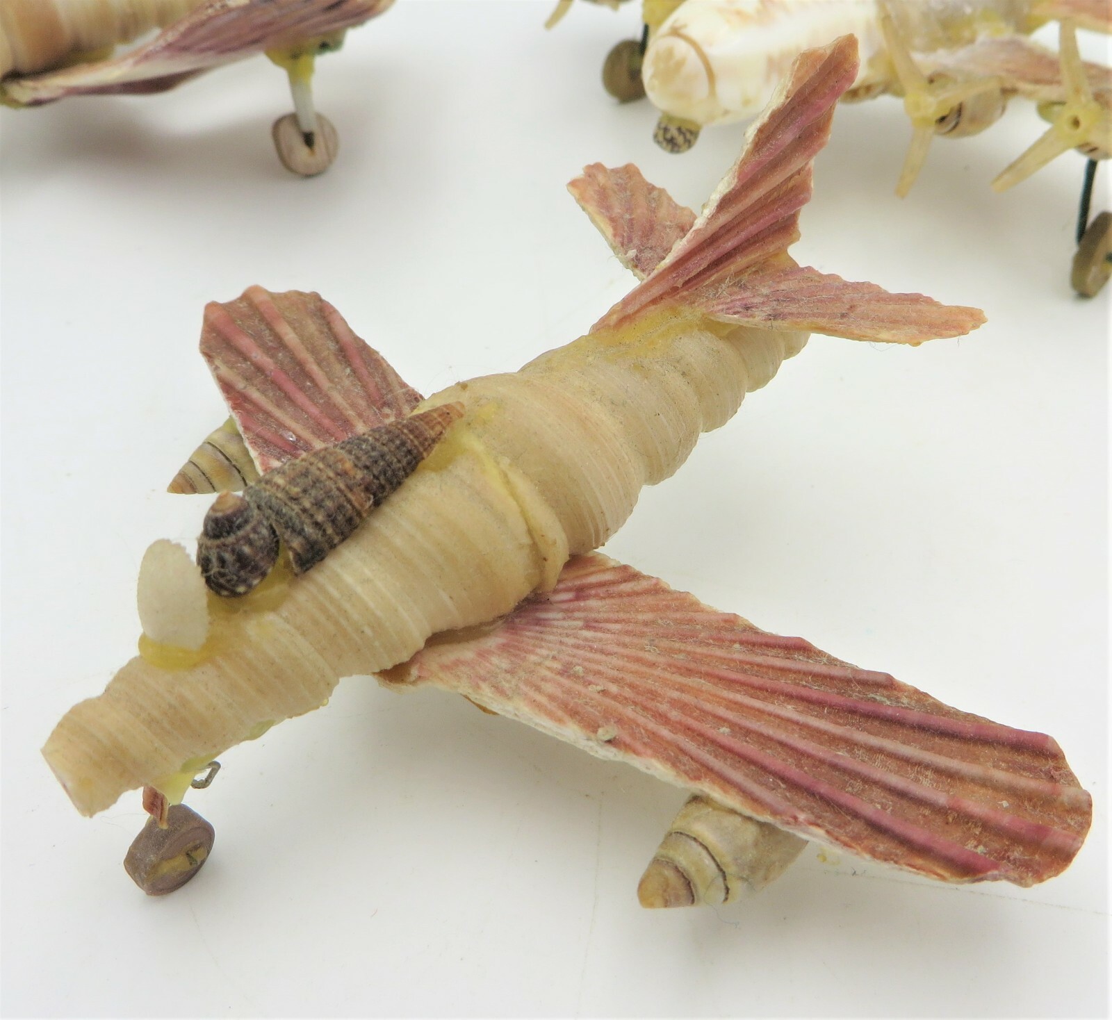 3 Vintage Handmade Mini Seashell War Airplanes Boeing B17G Sabre F-86 ...