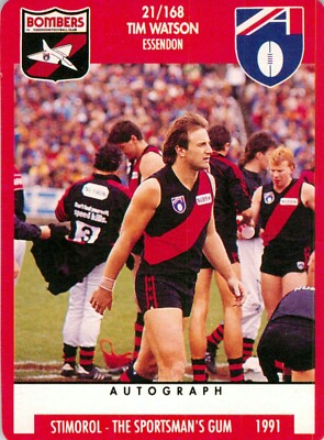 1991 ESSENDON BOMBERS AFL Card TIM WATSON Scanlens | eBay Australia