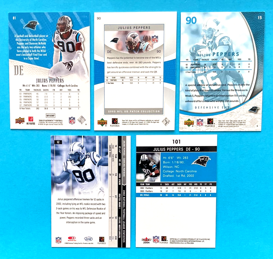 JULIUS PEPPERS 5 CARD LOT - CAROLINA PANTHERS HOF | eBay