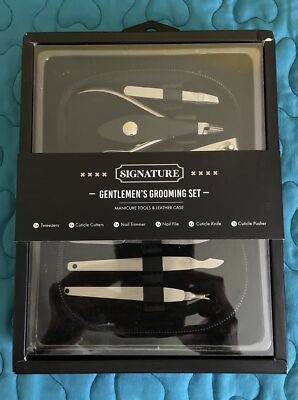 Signature Gentleman Grooming Set-Manicure Tools & Leather Case-Black | eBay