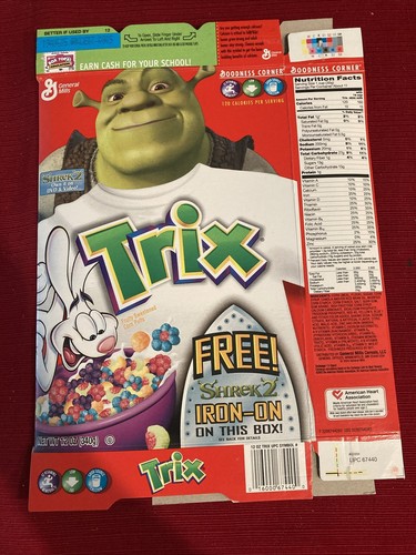 2005 General Mills TRIX Cereal Box Flat Shrek 2 Movie Promo | eBay