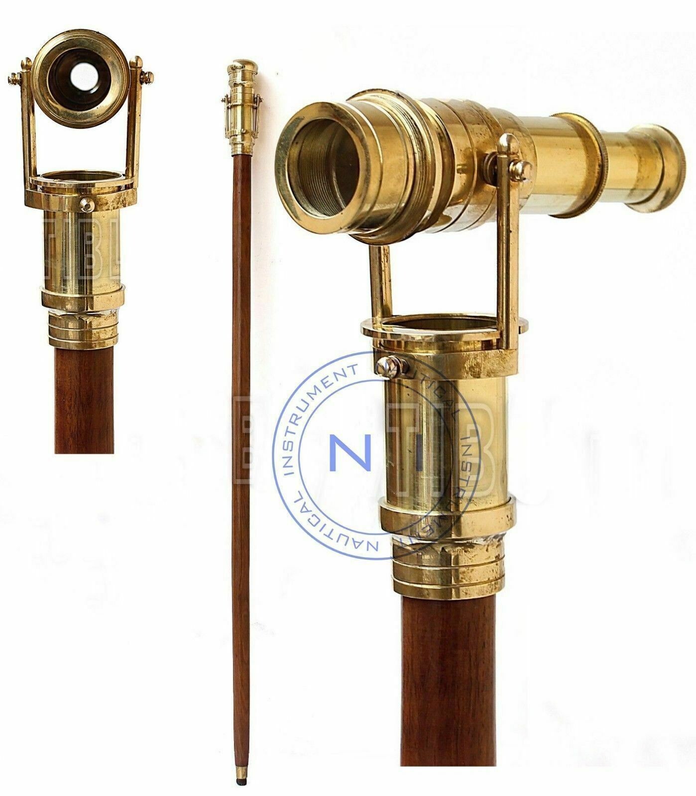 Antique Victorian Solid Brass Spy Telescope & Compass… - Gem