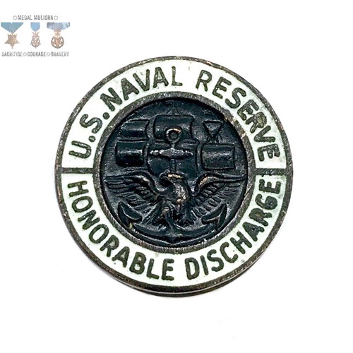 WWII US NAVAL RESERVE HONORABLE DISCHARGE LAPEL BUTTON PIN NAVY WW2 ...