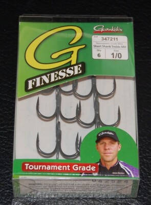 6 Pack Gamakatsu 347211 G-Finesse Medium Heavy Treble Hooks - Size 1/0 NS Black | eBay