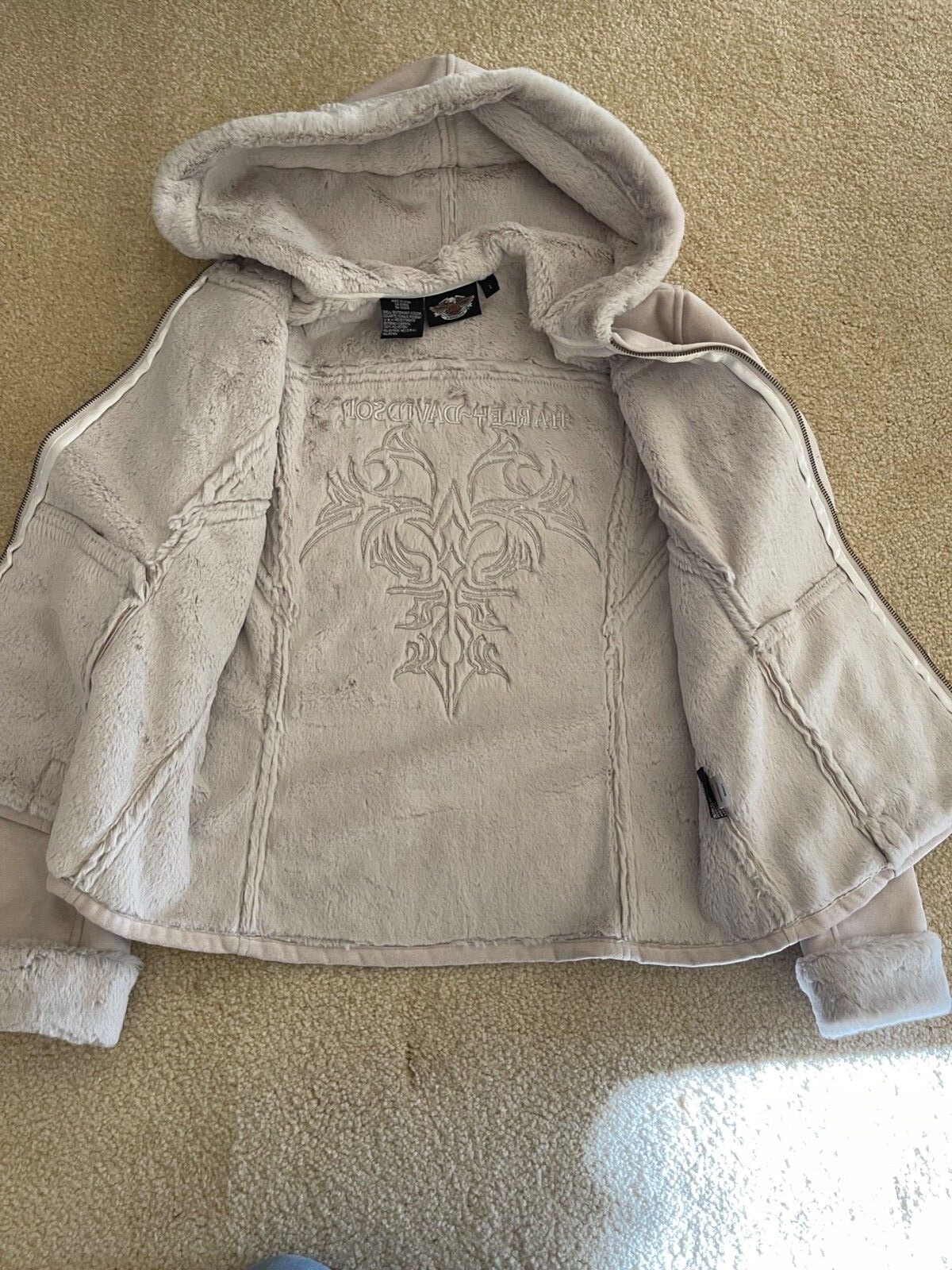 Harley Davidson Women"s Cream Color Jacket with Hood - Gem