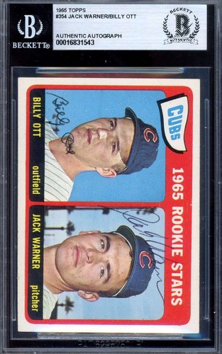 Jack Warner Billy Ott Beckett BAS Signed 1965 Topps Rookie Stars ...