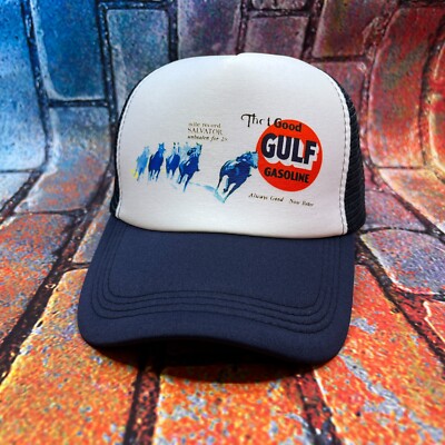 Gulf Gasoline Vintage Inspired Oil Fuel Logo Blue Snapback Adjustable ...