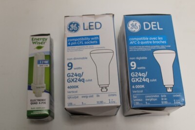 2NEW GE LIGHTING LED9G24Q-V/840 LED Bulbs PL Vertical 4000K 4 PIN G24Q ...