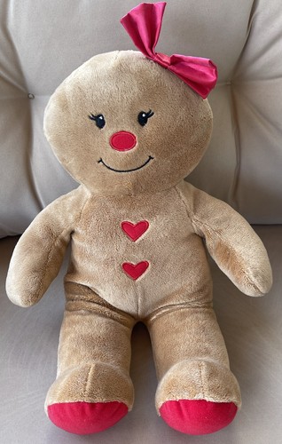 Build A Bear Gingerbread Girl Plush Holiday Red Bow Doll Hearts ...