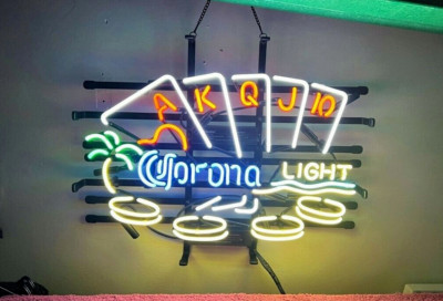 Corona Light Poker Beer Neon Sign Beer Bar Pub Restaurant Wall Decor ...