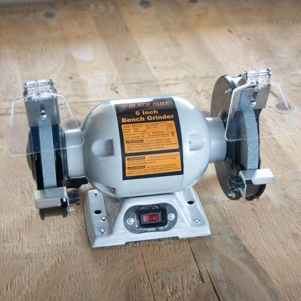 BLACK BULL Bench Grinder 6" 120V 1.5-Amp 3560 RPM Heavy-Duty w/ Eye ...