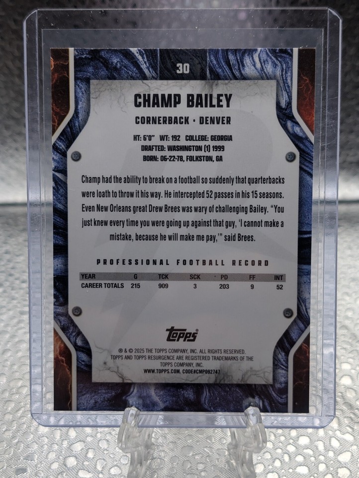 2024 Topps Resurgence Champ Bailey Blue & Pink Shock Refractor Denver ...
