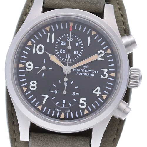 HAMILTON Khaki field H717060 Chronograph Date black Dial Automatic Men ...