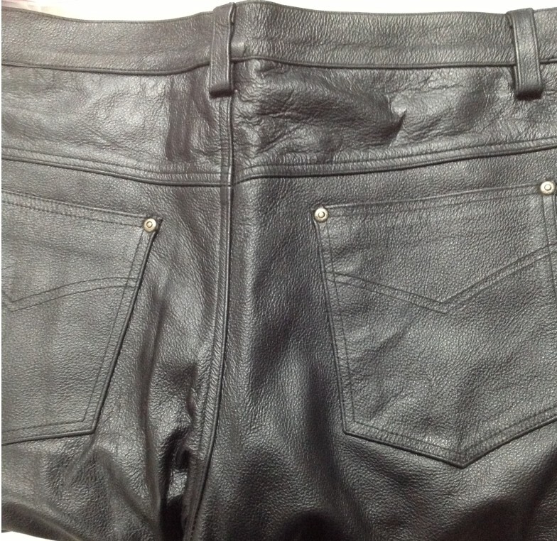 Button Fly Men's Premium Cowhide Leather Pants Jeans Style 5 Pockets ...