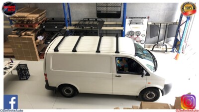 VW Transporter T4 Set of 4 Matte Black Roof Racks Straight Mount System ...