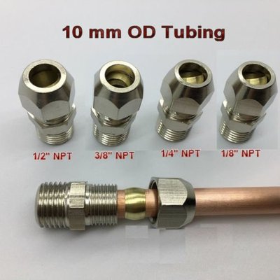 Compression 10mm Tube Tubing OD x 1/8" NPT Male Pipe Brass Fitting | eBay