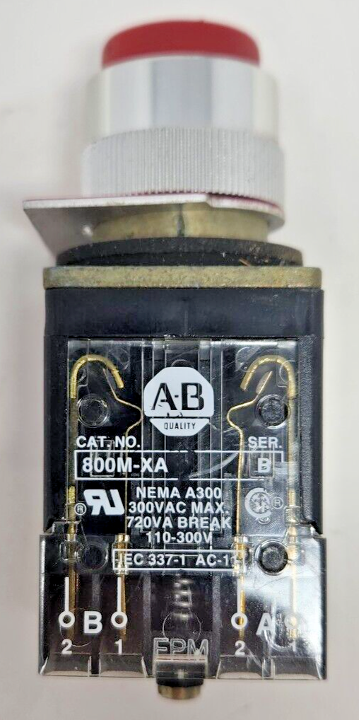 Allen-Bradley 800MR-B6 NEMA Style Push Button Red Extended Head w ...