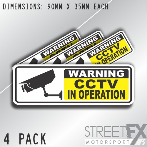 CCTV In Operations Warning Sticker Decal 4 PACK Car Home Security Truck ...