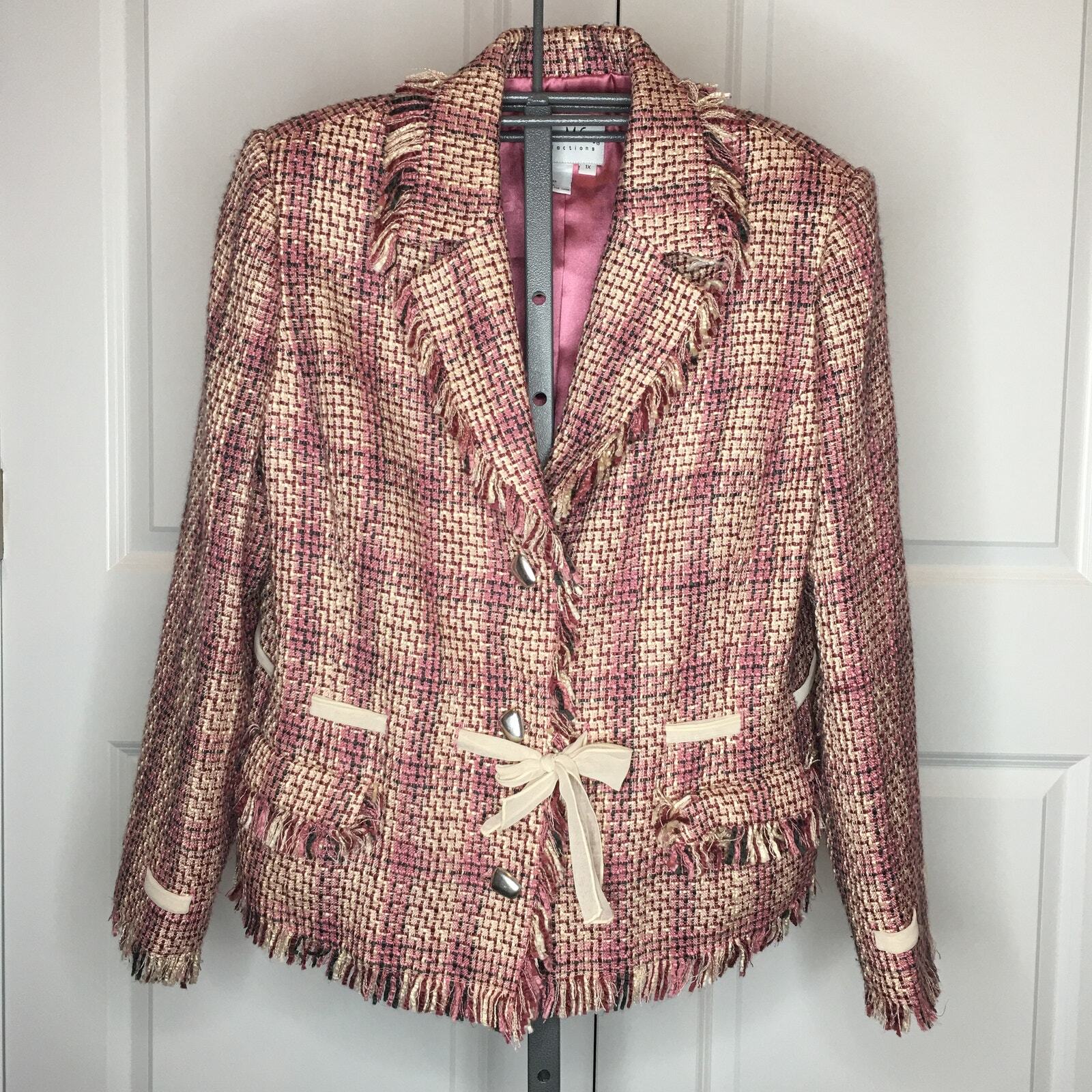 Vintage Pamela McCoy Tweed Box Cut Jacket With Chiffo… - Gem