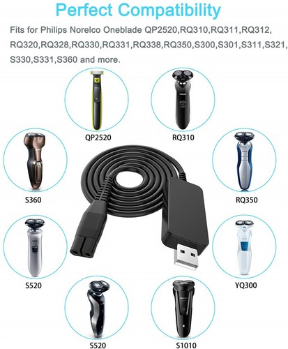 USB A00390 Power Charger Cable For Philips Oneblade Power RQ330.S300 ...