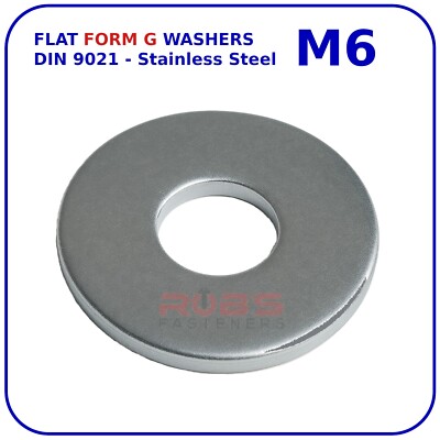 M6 Stainless Steel Washers Form G Flat Penny Repair Large Wide Thick A2 ...